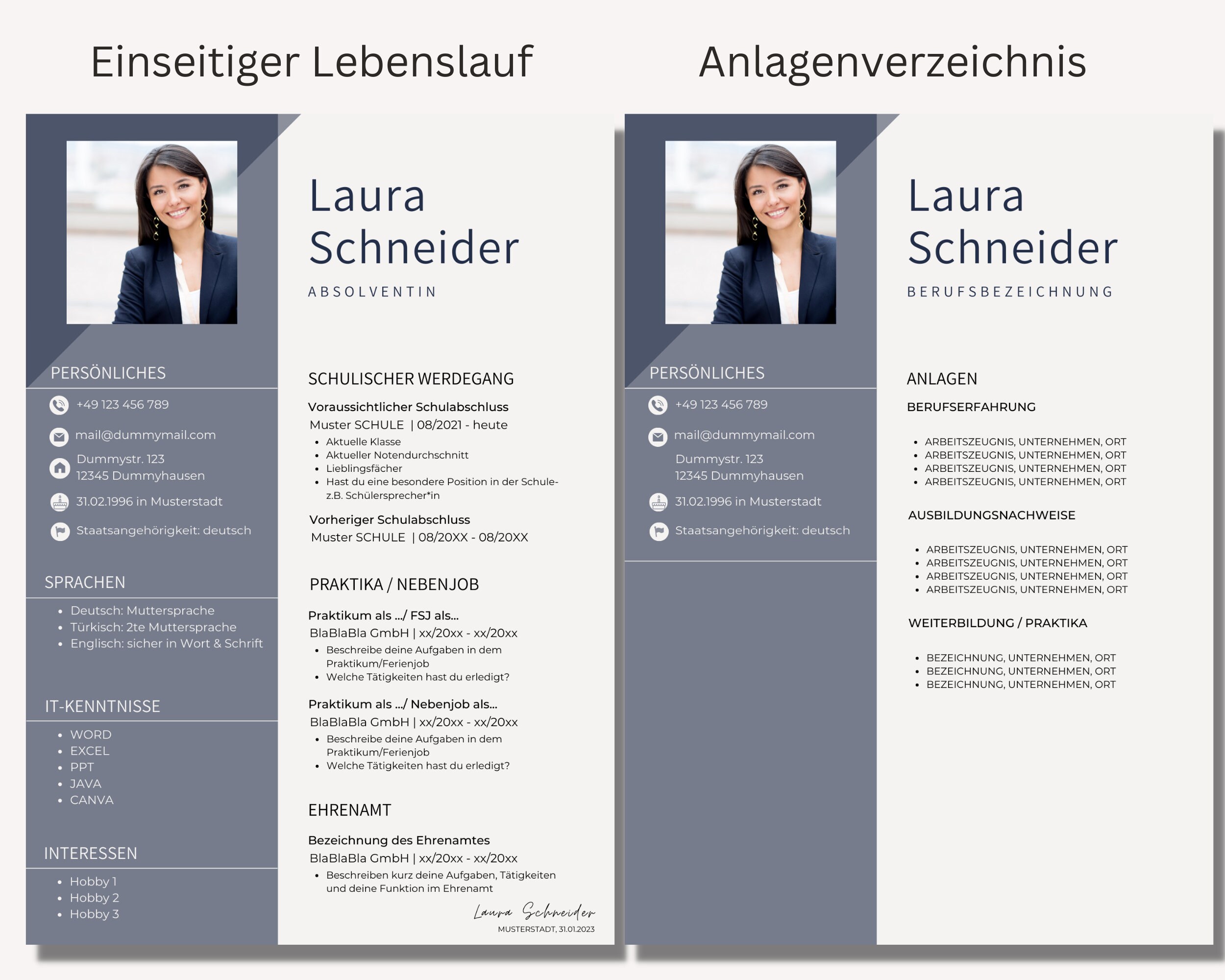 Application Template German CV Template Tabular Creative Application ...