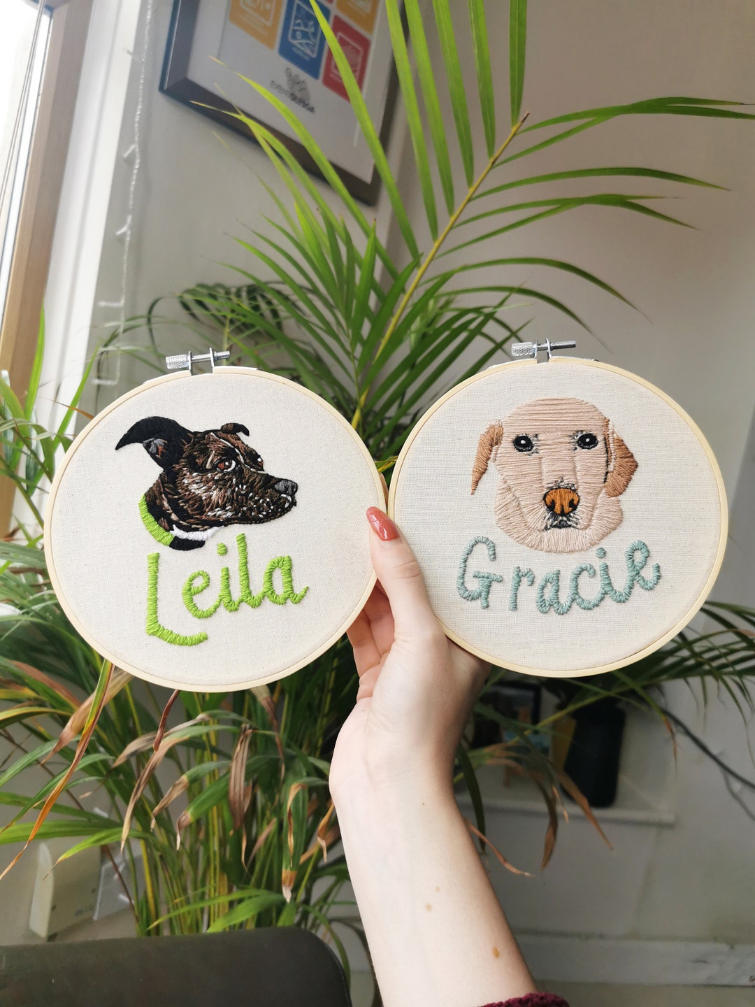 Custom / Commissioned Hand Embroidered Pet Portrait With Name - 6 ...