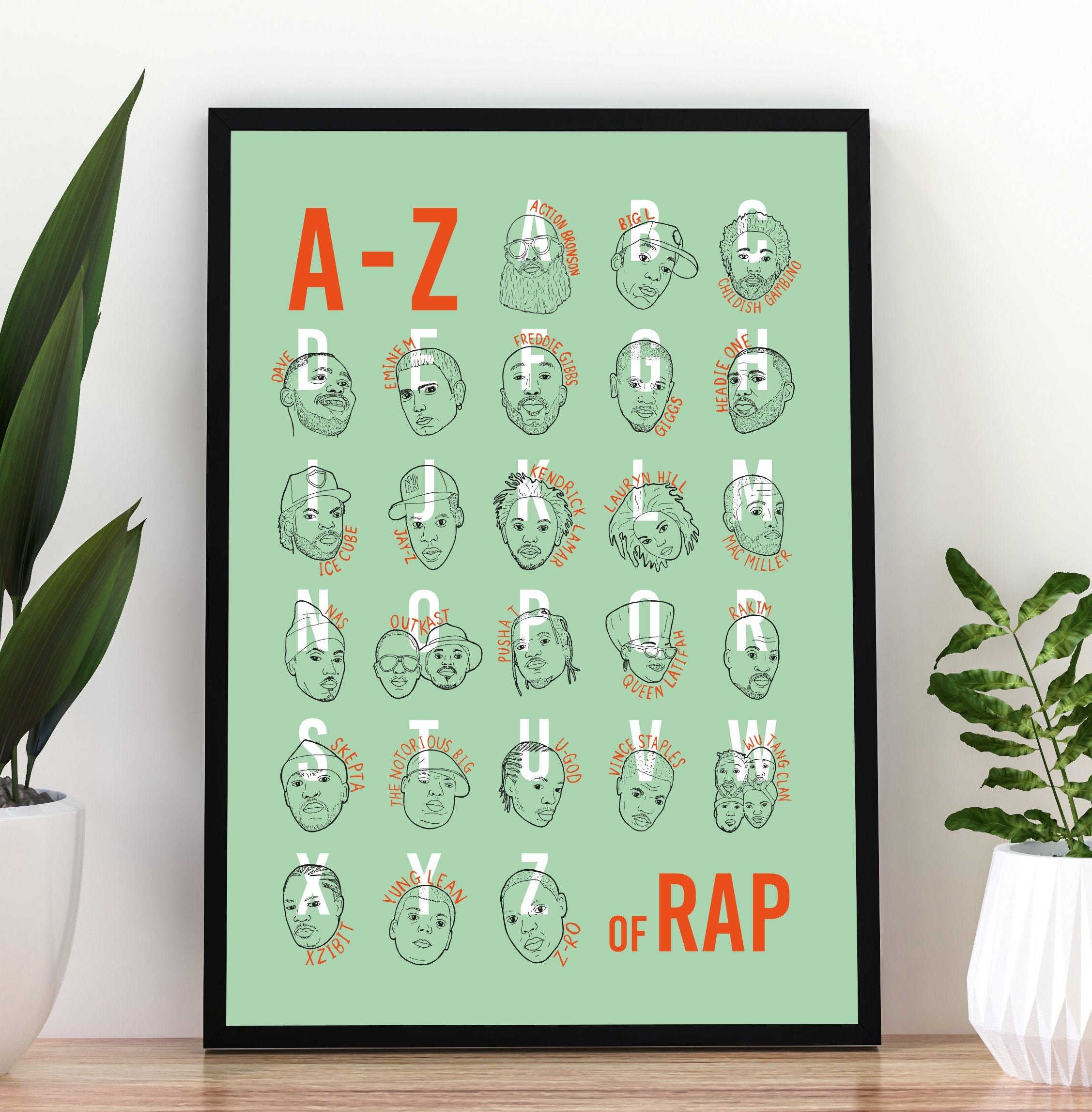 A-Z of Rap Hip Hop Music Alphabet Wall Print Poster | Etsy