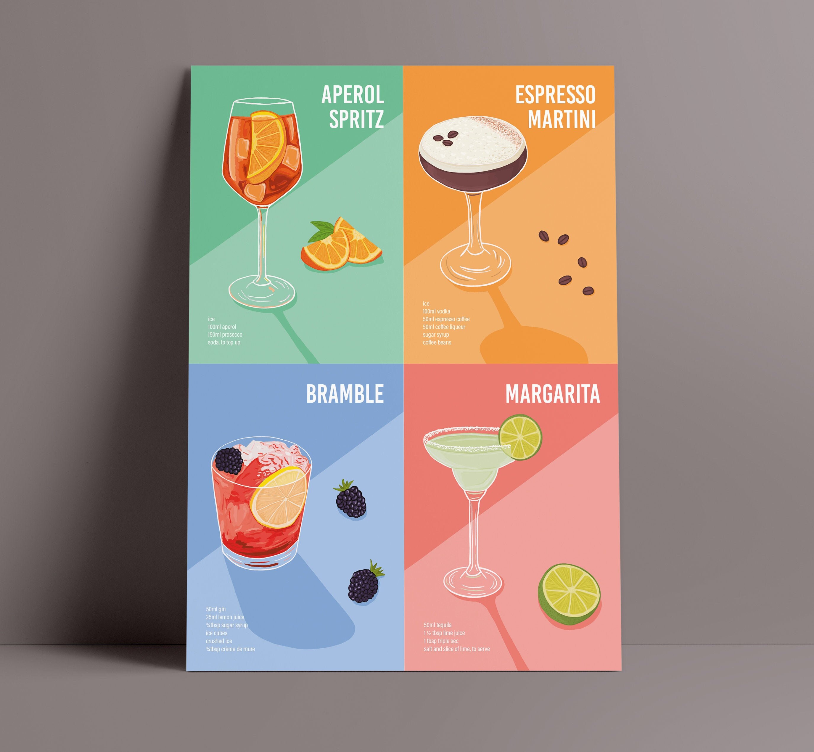 Set of Cocktail Prints or Individual A3 Poster Aperol Spritz - Etsy