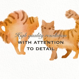 Watercolor Ginger Cats Clipart, Feline Pet Illustration, Orange Cat ...