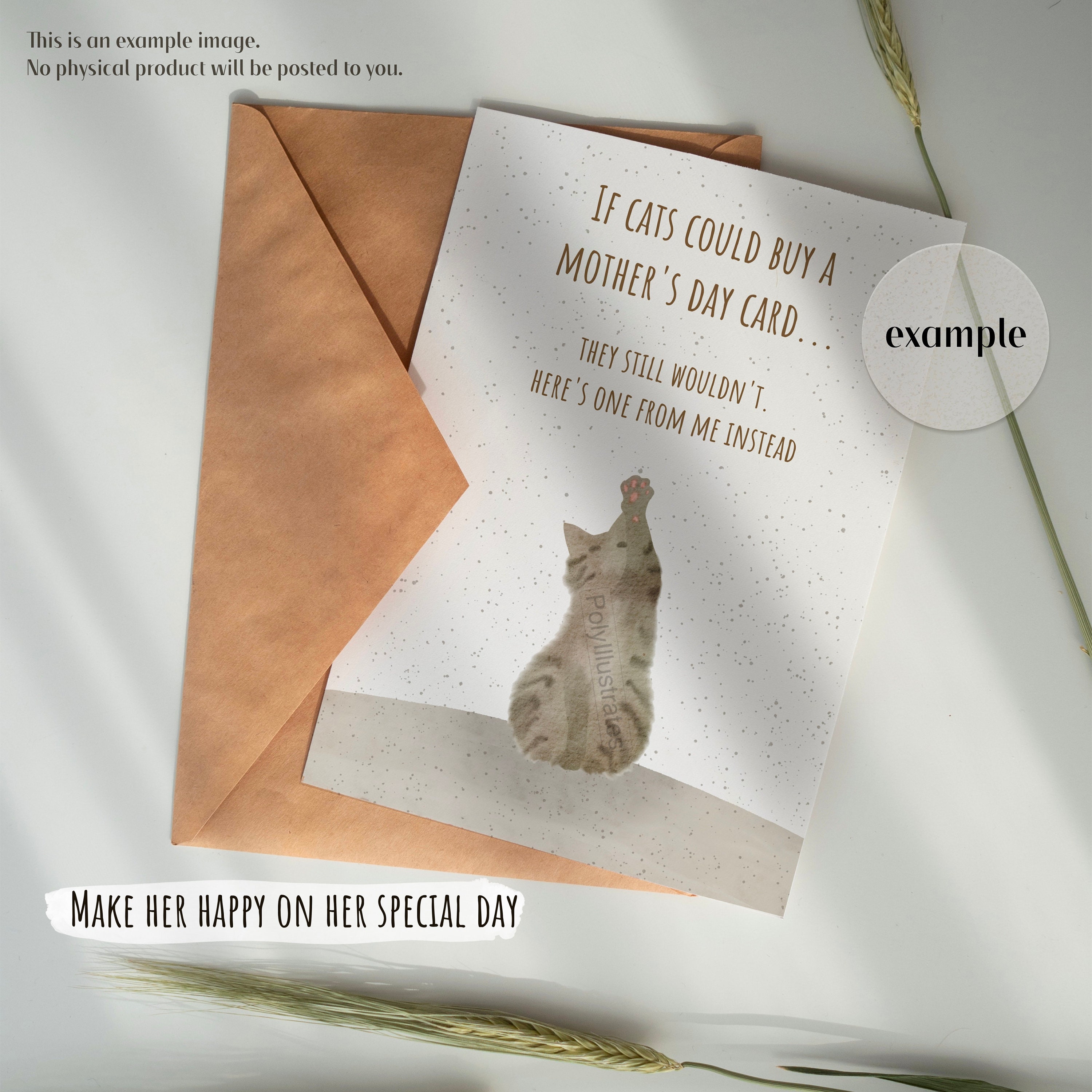 Muttertag druckbare Karte, Aquarell Grußkarte, Tabby Katze Illustration ...