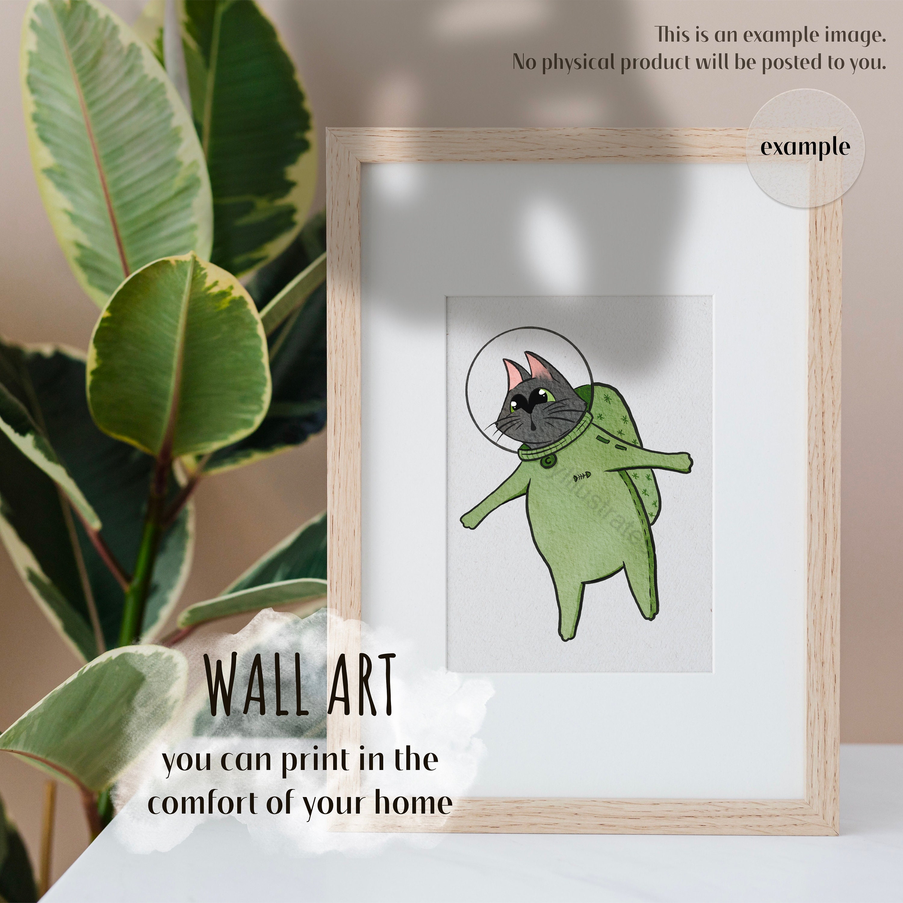 Space Cats Watercolor Clipart, Cute Feline Illustrations, Cartoon Cats ...