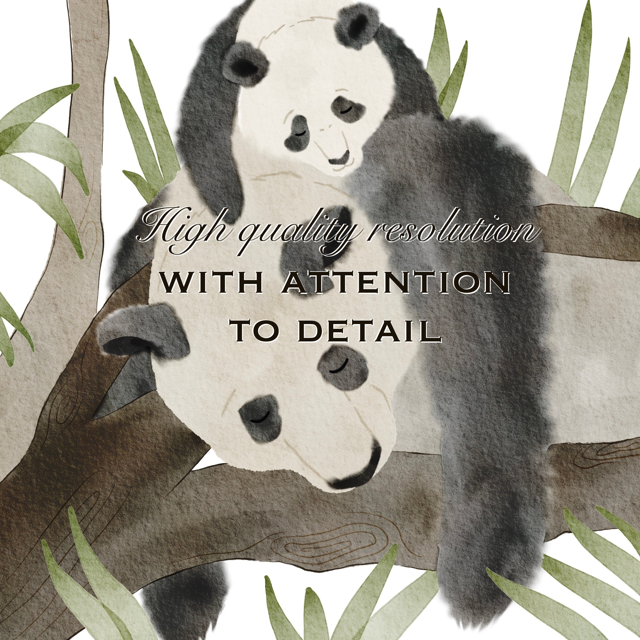 Printable Watercolor Greeting Card, Mother's Day Postcard, Panda ...