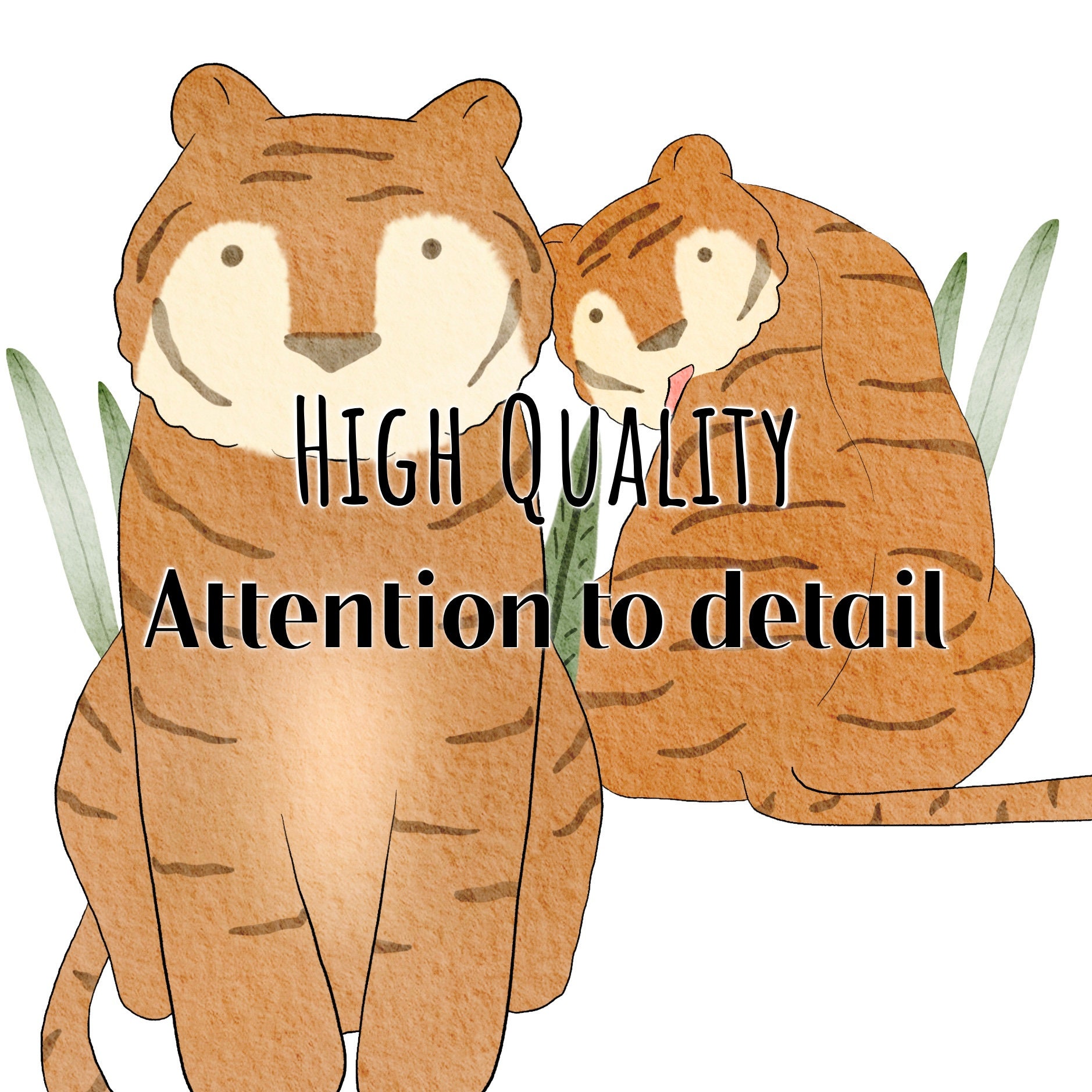 Watercolor Cute Tigers Clipart, Wild Cat Illustration, Bengal Tiger ...