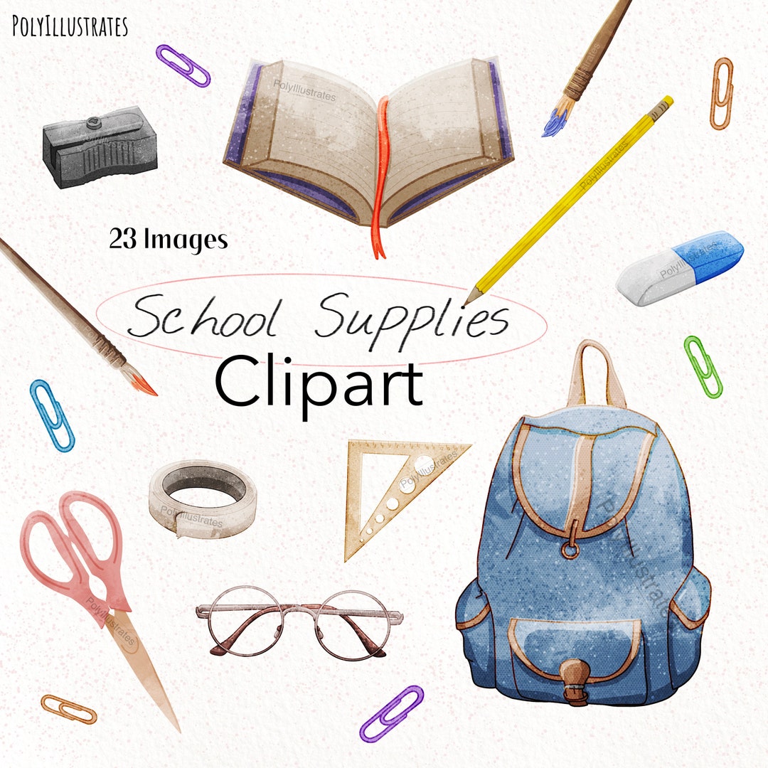 School Supplies Clipart, Learning and Education Illustrations, Studying ...