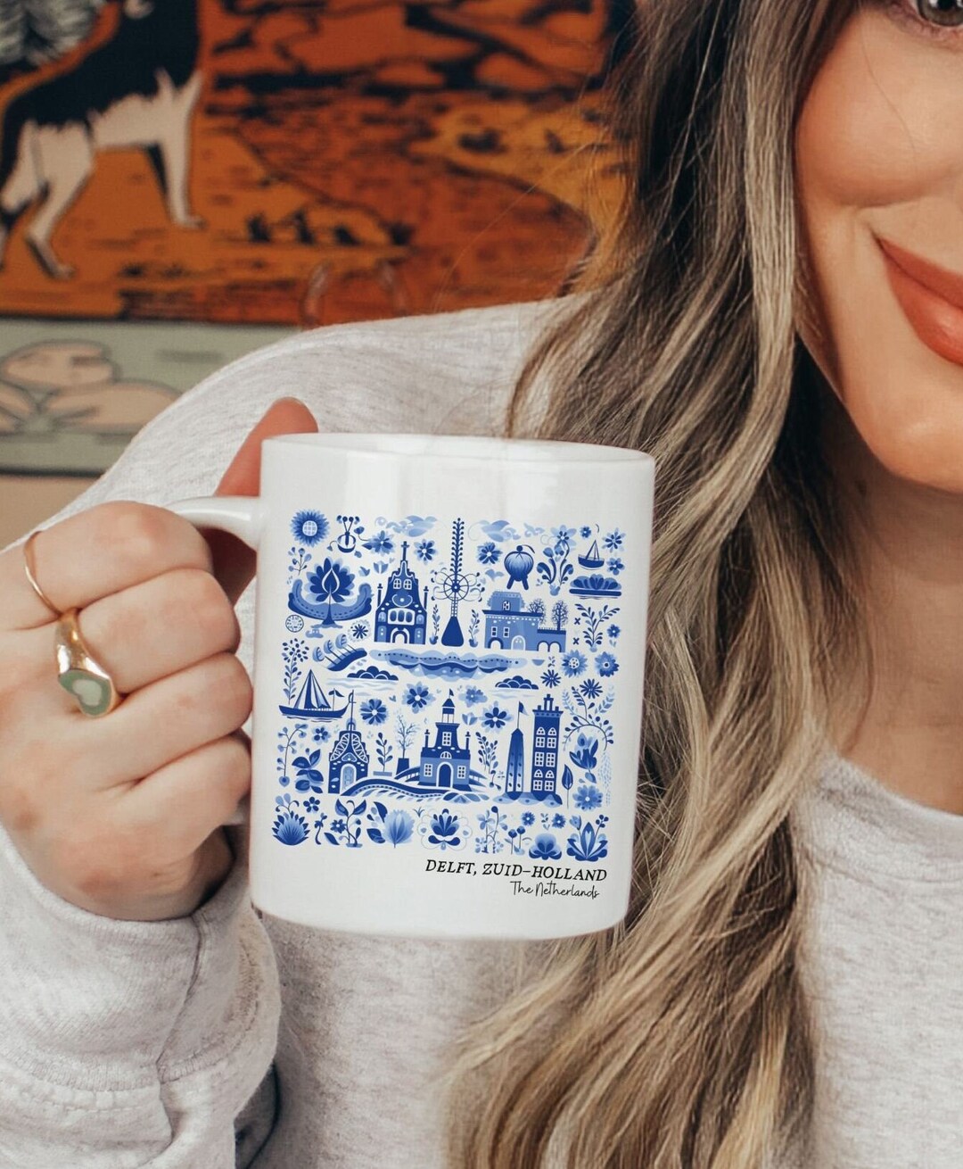 Delft Mug Netherlands Coffee Mug Dutch Souvenir Folk Art Coffee Mug ...