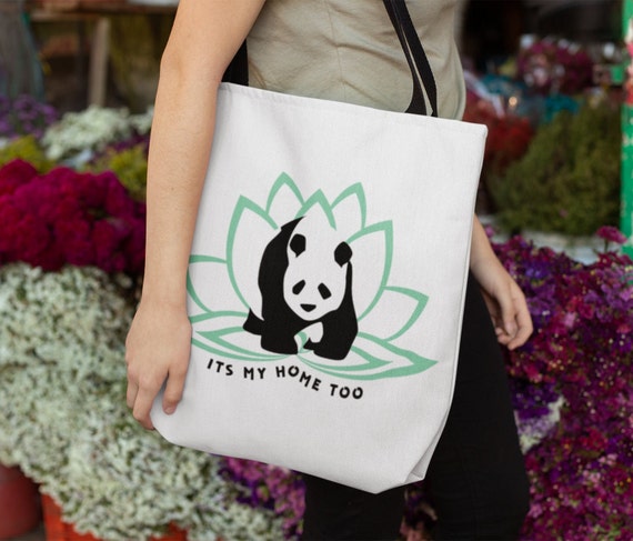 Panda Tote Bag Panda Gifts Climate Change Botanical Tote Earth | Etsy