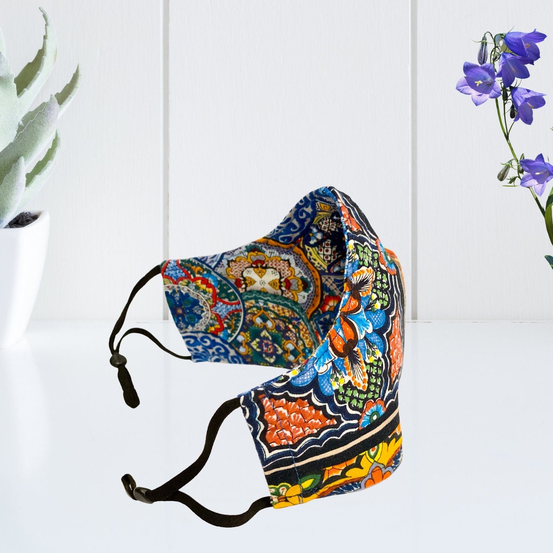 Boho Floral Face Mask, Paisley Bohemian, Womens, Adjustable Nose Wire ...