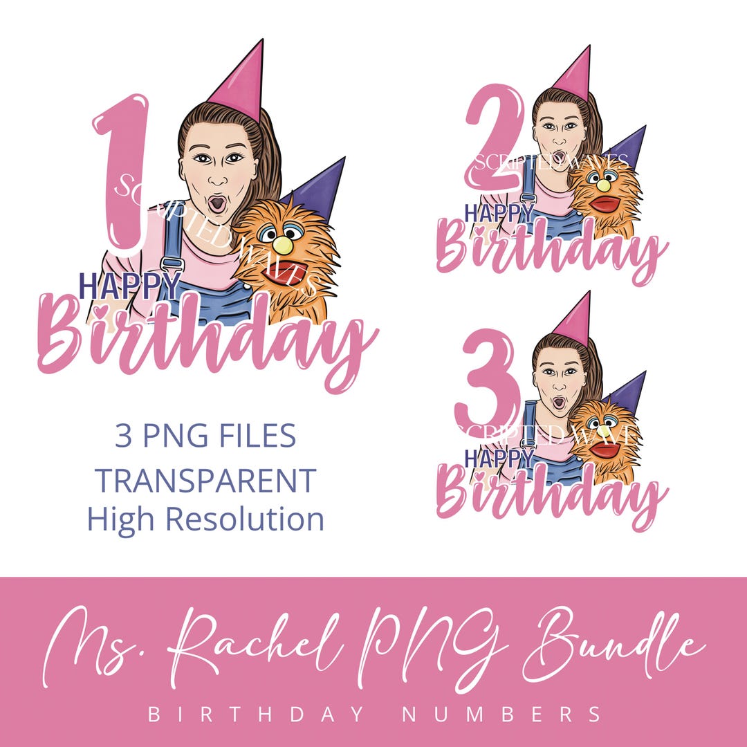 Ms. Rachel Birthday Numbers PNG - Etsy