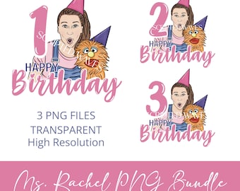 Ms. Rachel 1 First Birthday PNG File Download for Sublimation, DTF, Etc ...