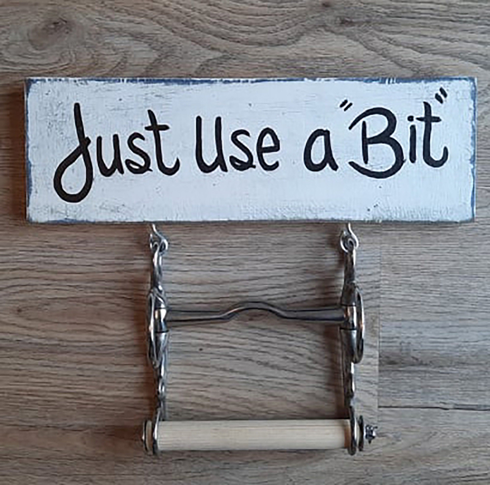 Just Use A Bit Horse Bit Toilet Paperl Holder Distressed Plaque ...