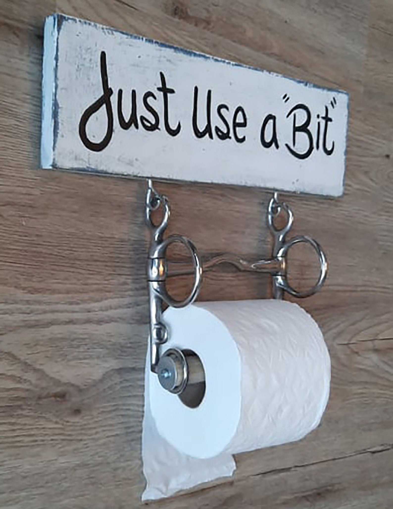 Just Use A Bit Horse Bit Toilet Paperl Holder Distressed Plaque ...