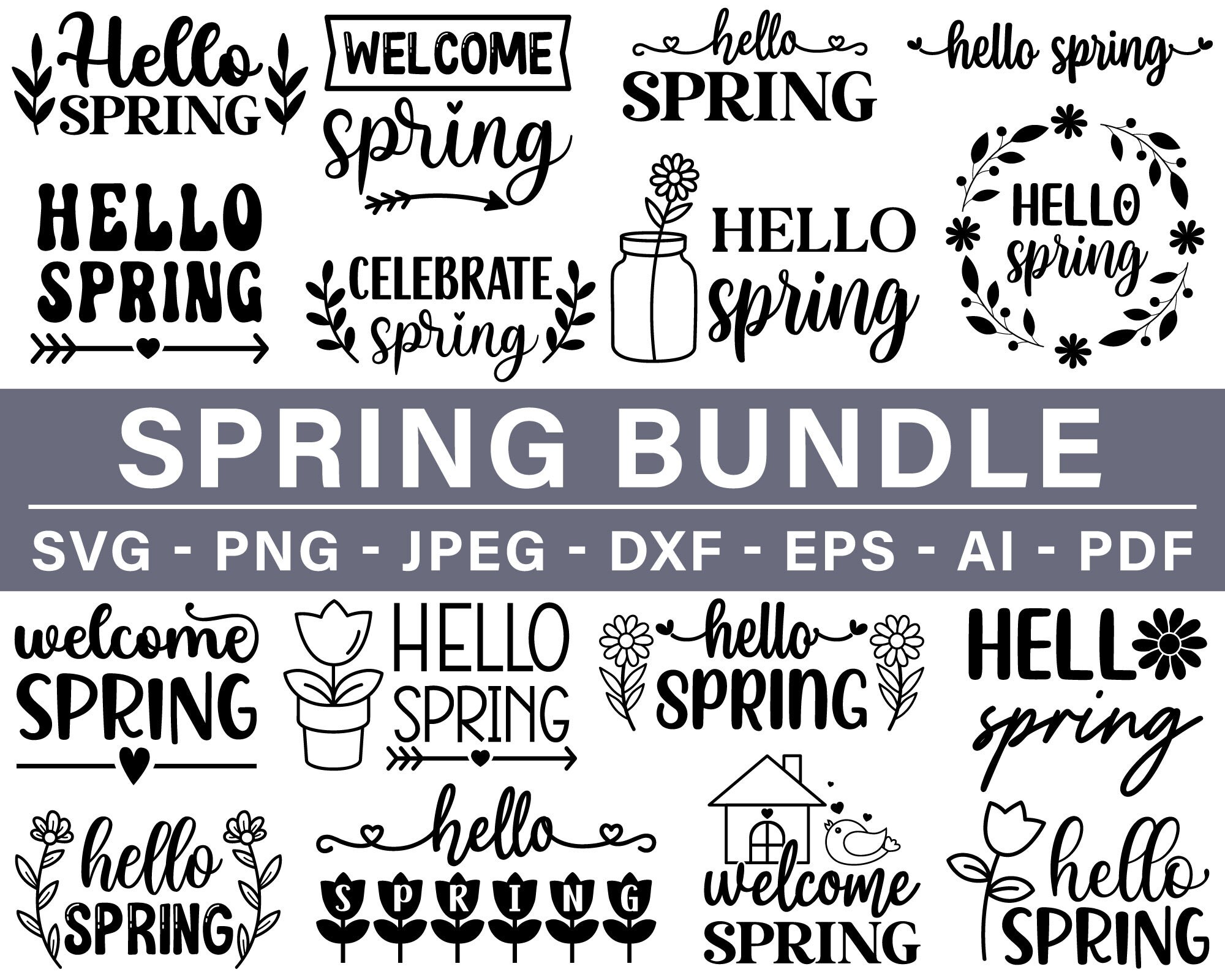 Welcome Spring Cut Sign Files Hello Spring SVG Home & Hobby Electronics ...