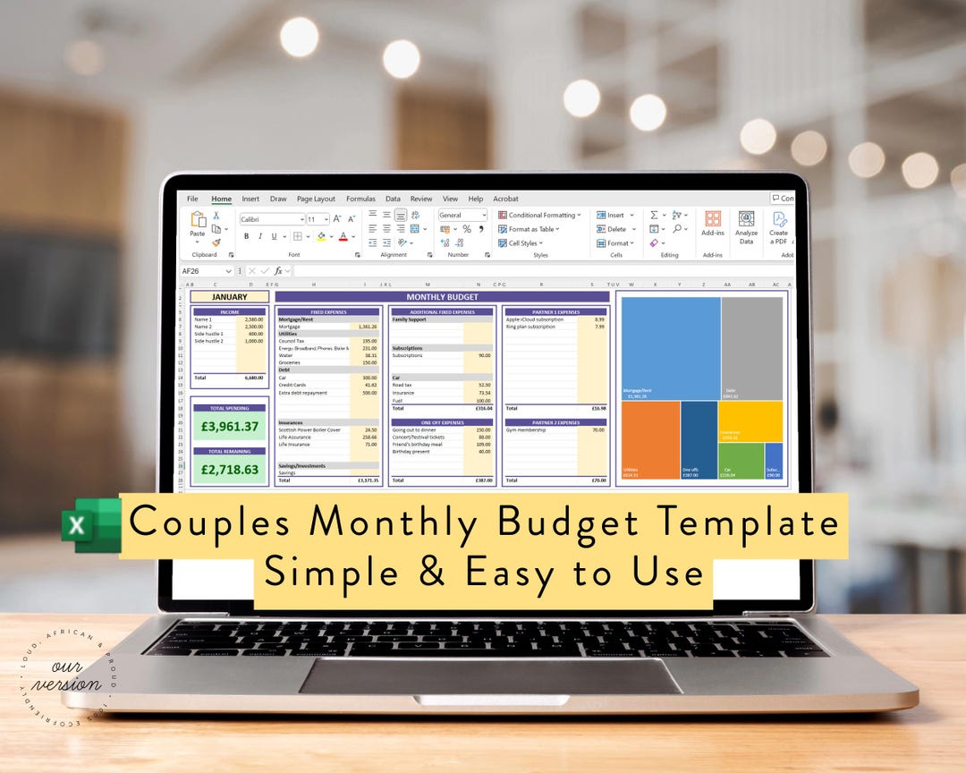 Couples Budget Template | Simple Excel Budget | Money Management ...