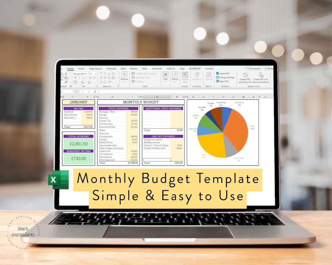 Monthly Budget Template | Simple Excel Budget | Money Management ...