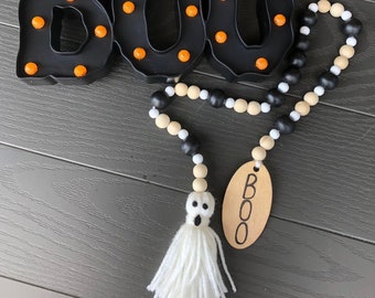 Hey Boo Garland With Yarn Ghost Halloween Garland - Etsy