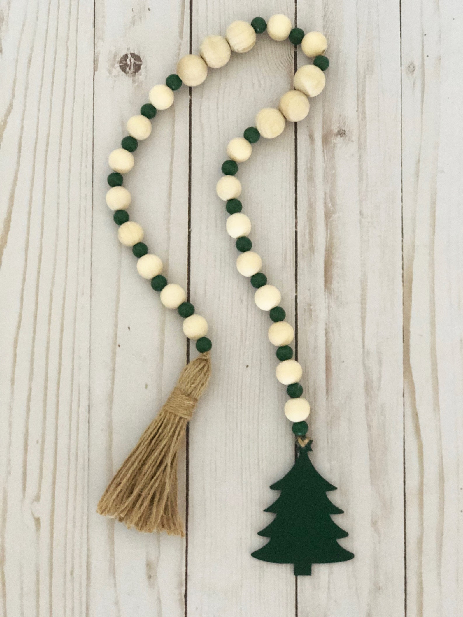 Rustic Christmas Tree Wood Bead Garland - Etsy