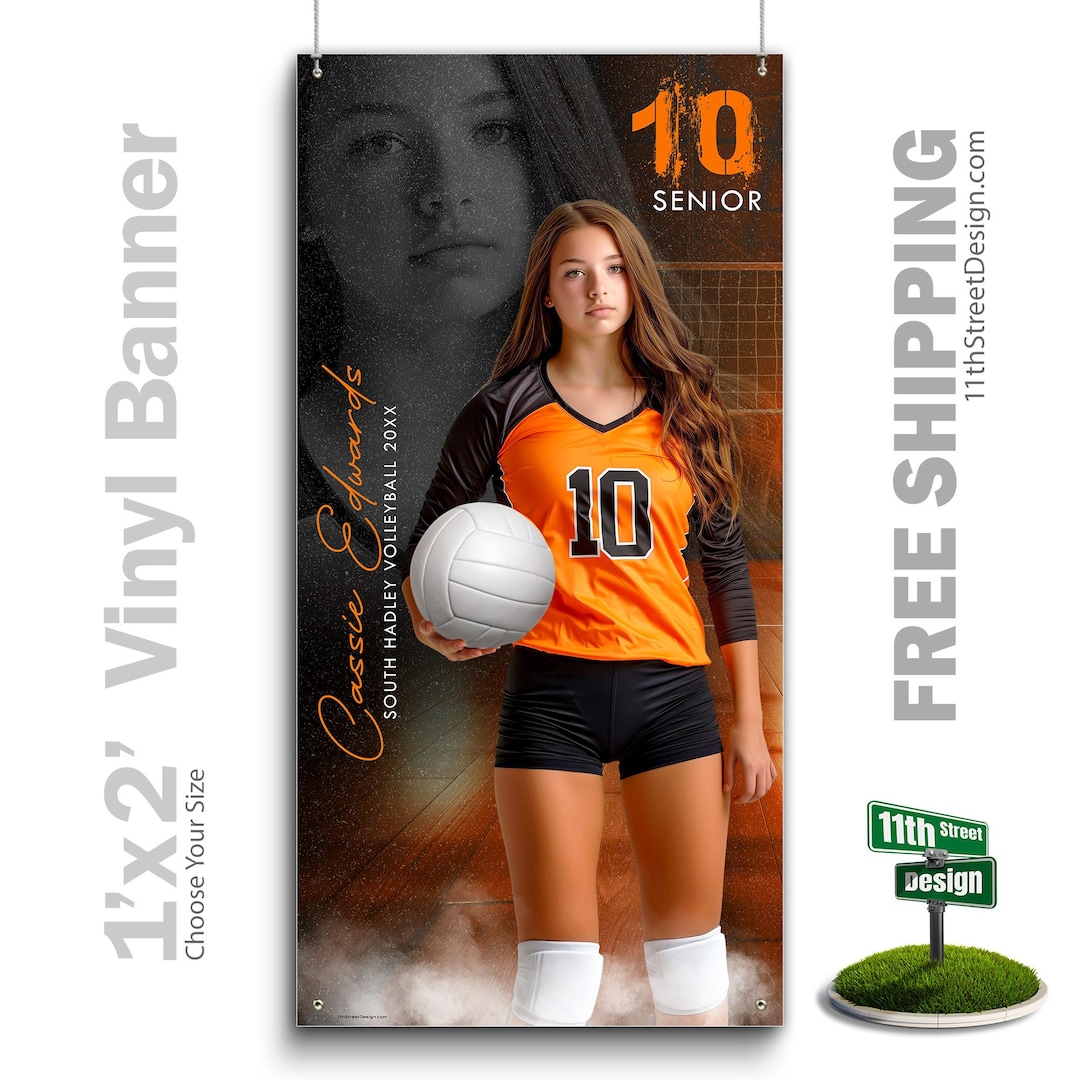Custom-printed Vinyl Volleyball Banner, Weatherproof High School Senior ...