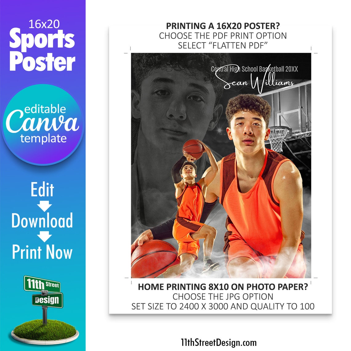 Basketball Poster Canva Template, Design Your Own Custom Senior ...