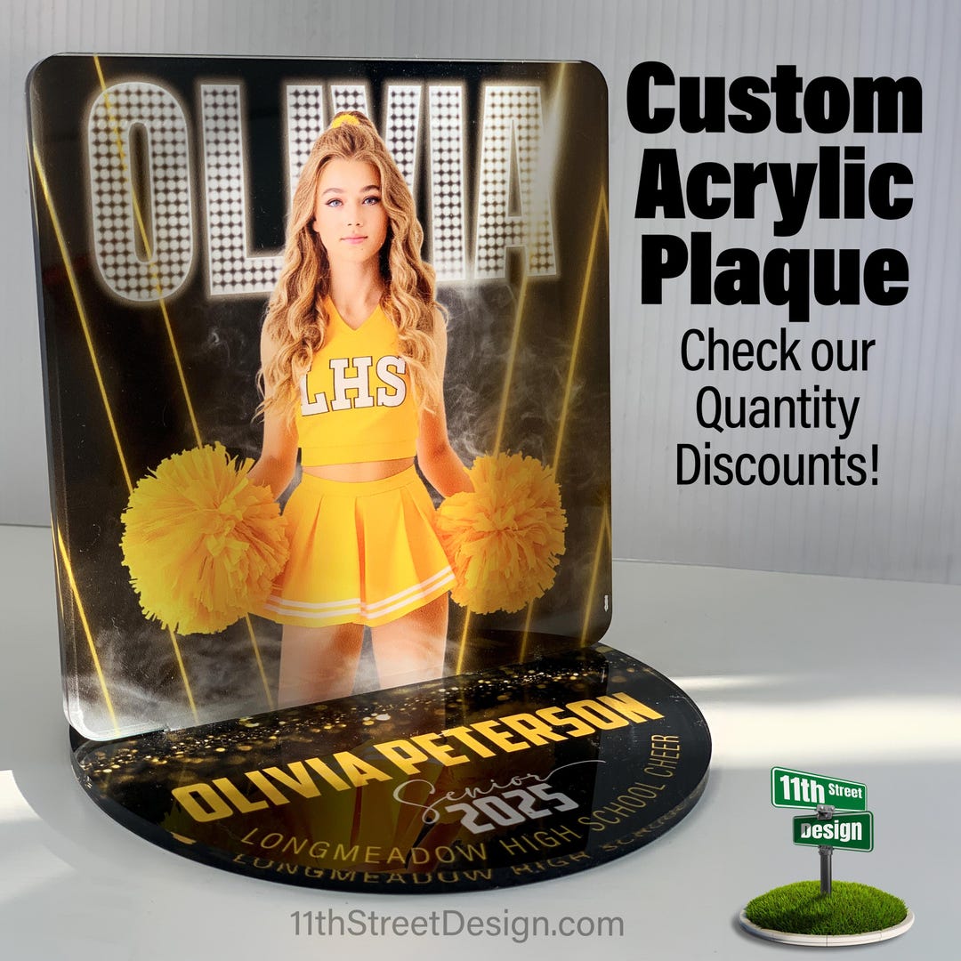 Trendy Cheer Senior Gift, Custom Acrylic Plaque With Photo ...