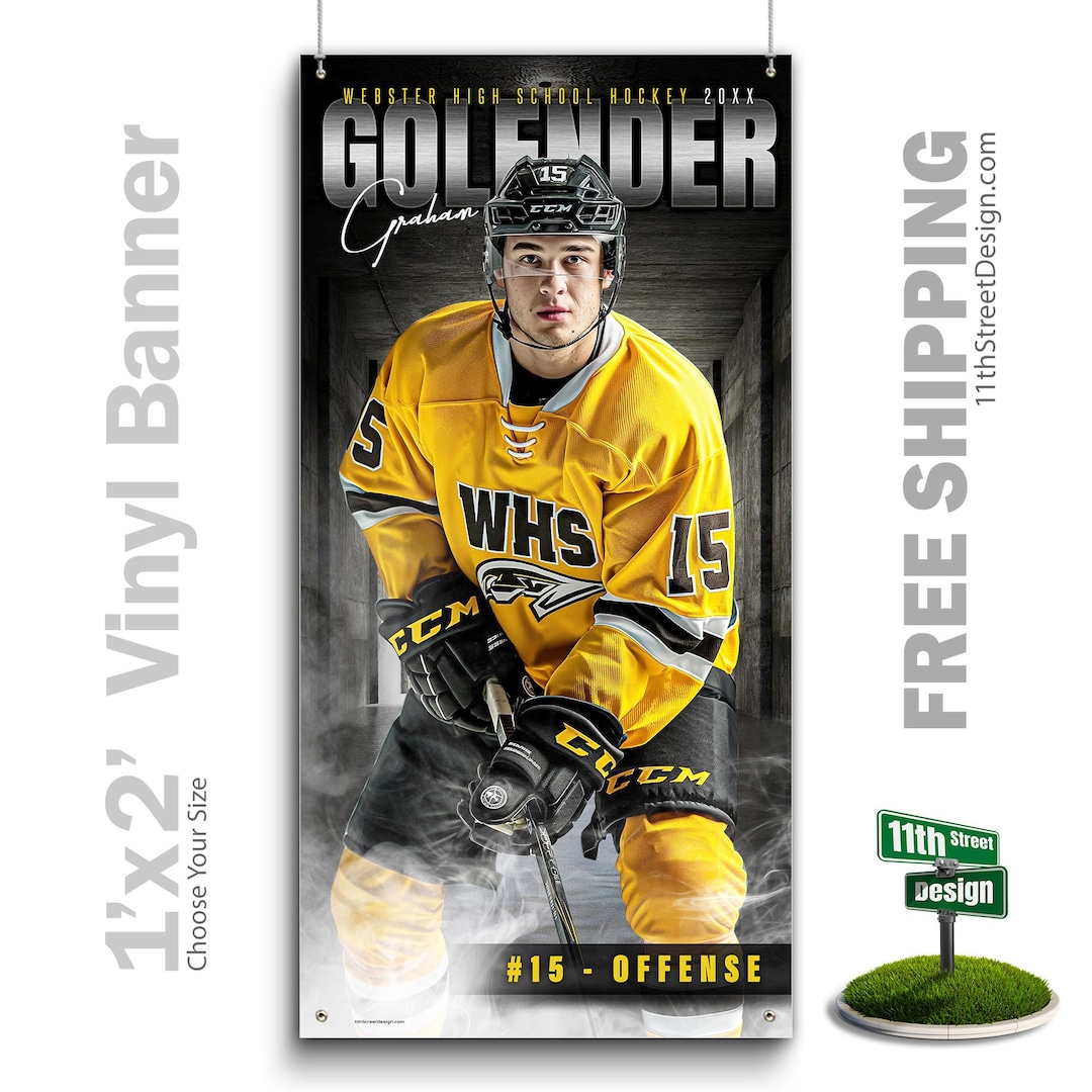 Custom-printed Vinyl Hockey Banner, Weatherproof High School Senior ...