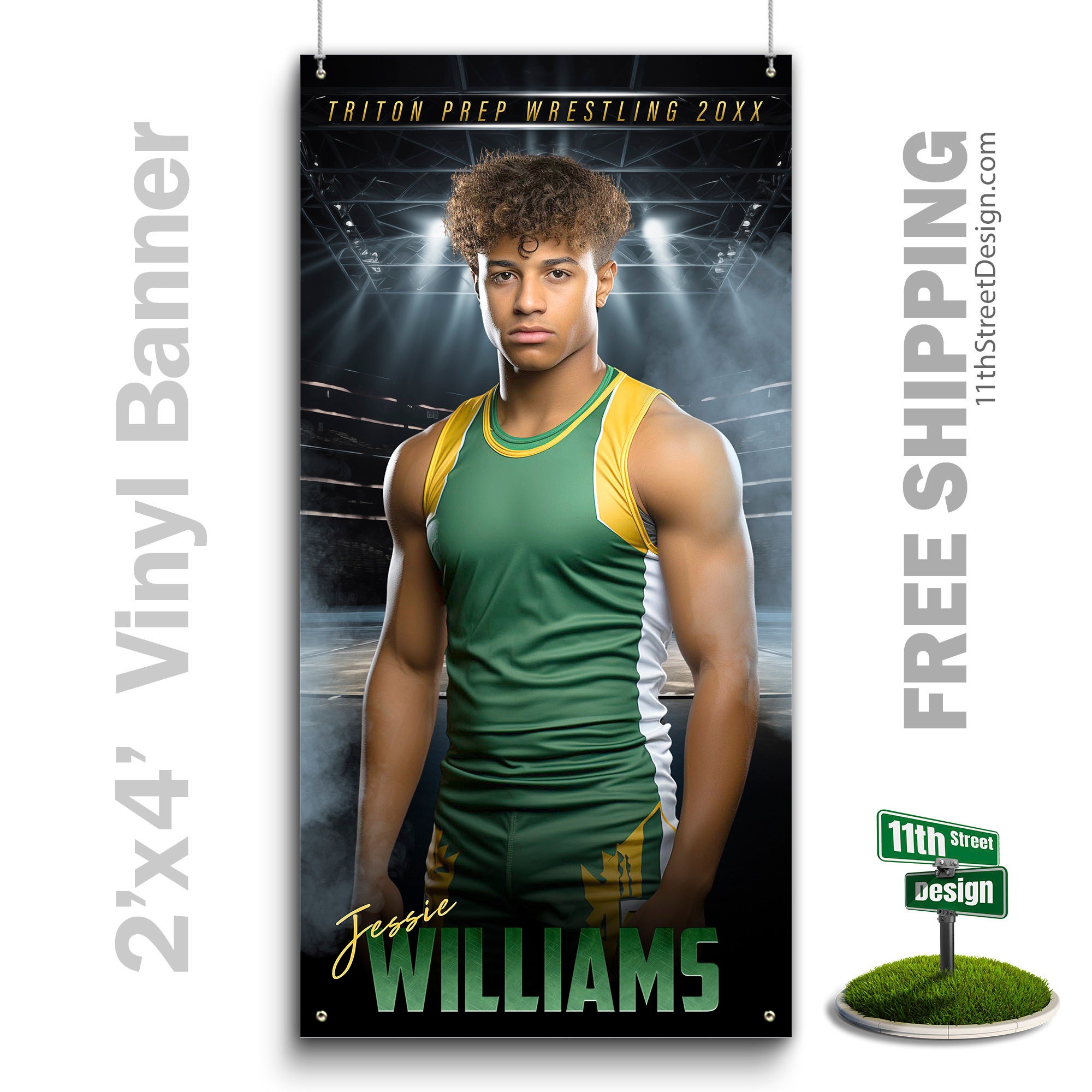 Custom-printed Vinyl Wrestling Banner, Weatherproof High School Senior ...