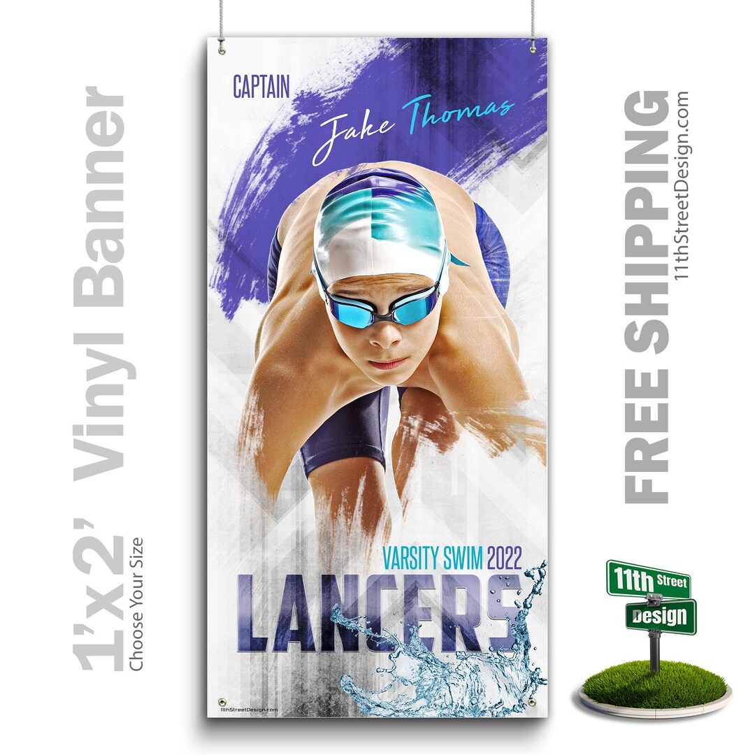Custom-printed Vinyl Swimming Banner, Weatherproof High School Senior ...