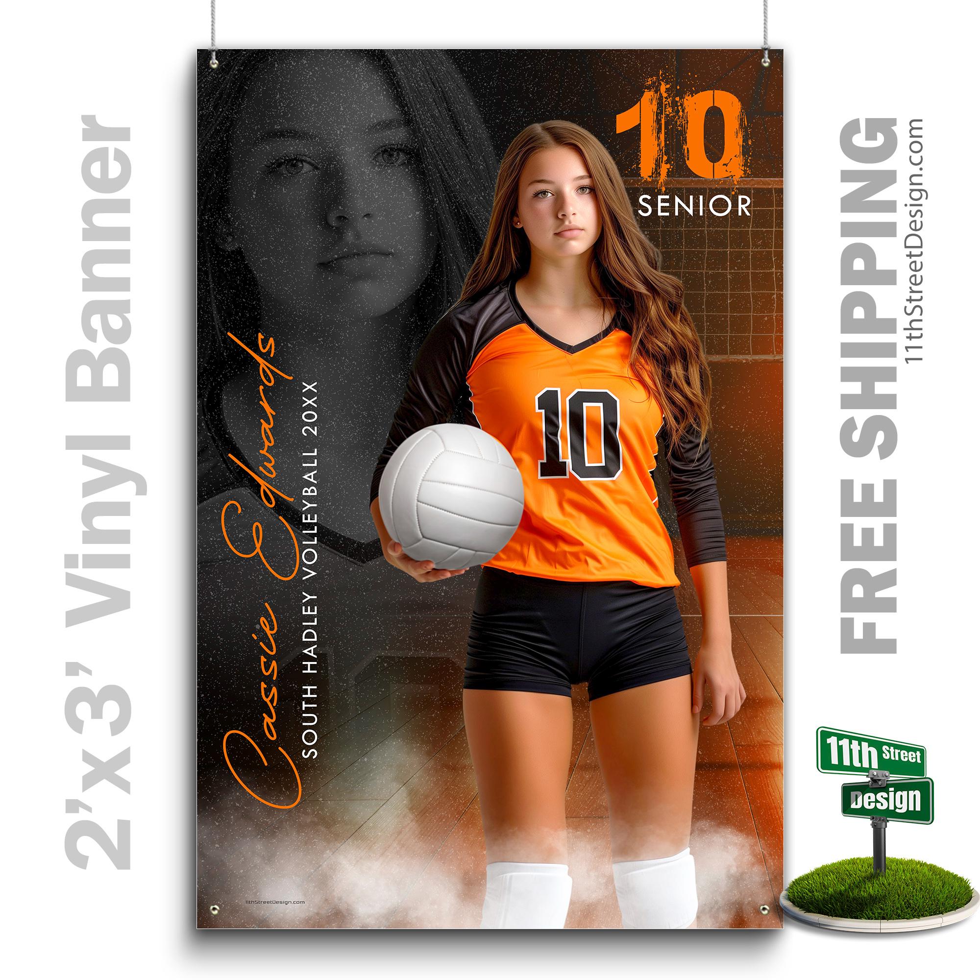 Custom-printed Vinyl Volleyball Banner, Weatherproof High School Senior ...
