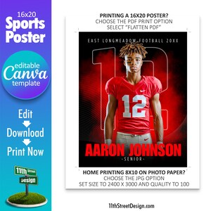 Football Poster Canva Template, Design Your Own Custom Senior Football ...