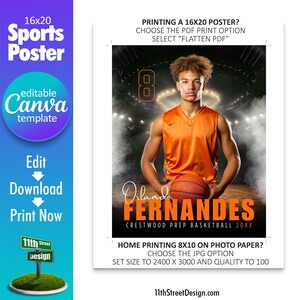 Basketball Poster Canva Template, Design Your Own Custom Senior ...