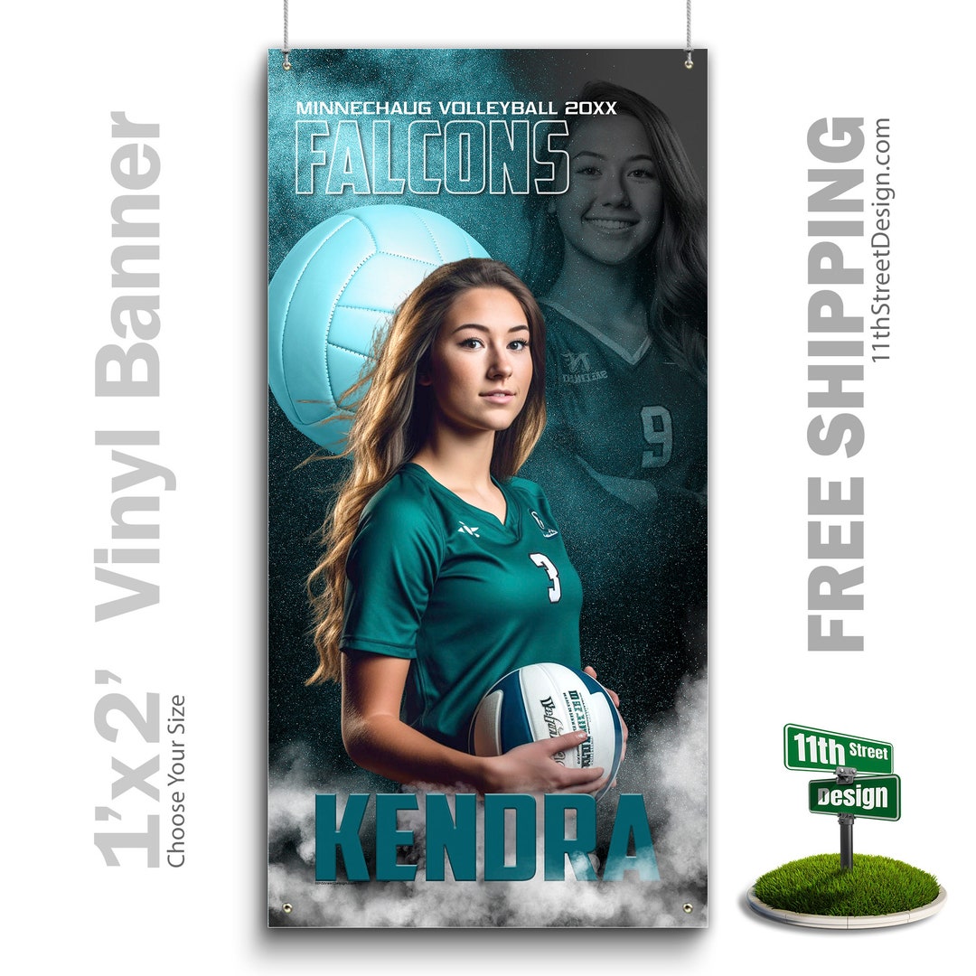 Custom-printed Vinyl Volleyball Banner, Weatherproof High School Senior ...