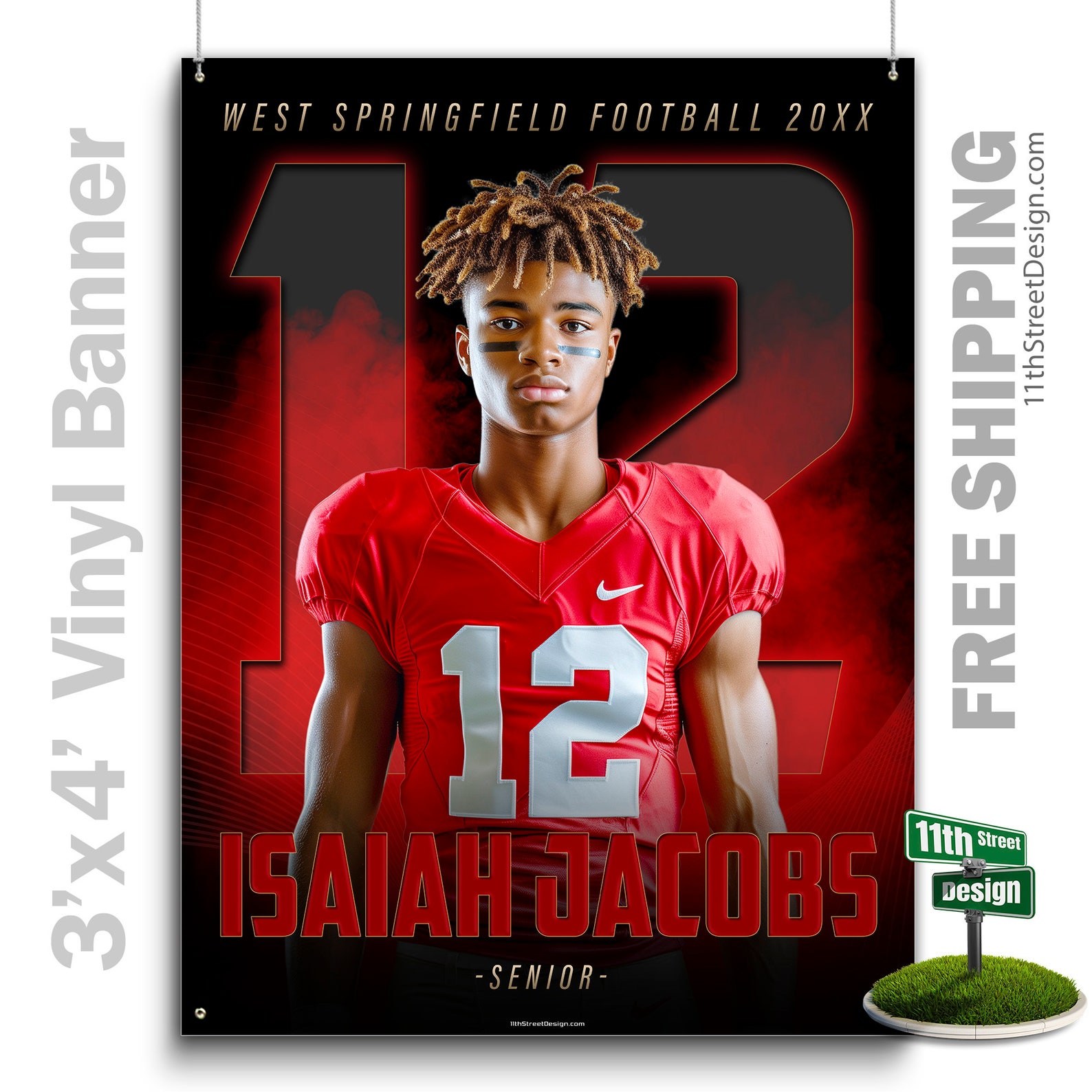 Custom-printed Vinyl Football Banner, Weatherproof High School Senior ...
