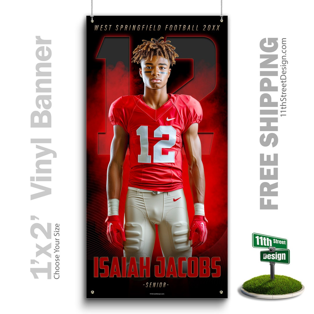 Custom-printed Vinyl Football Banner, Weatherproof High School Senior ...
