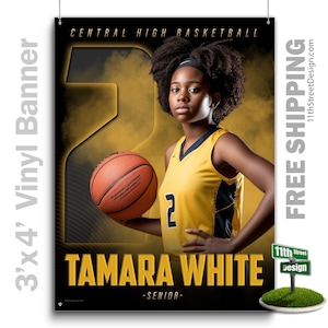Custom-printed Vinyl Basketball Banner, Weatherproof High School Senior ...