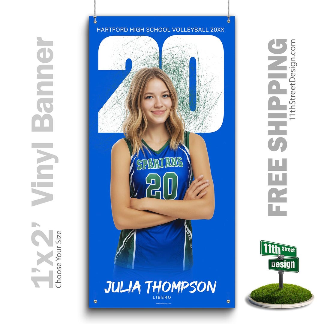 Custom-printed Vinyl Volleyball Banner, Weatherproof High School Senior ...