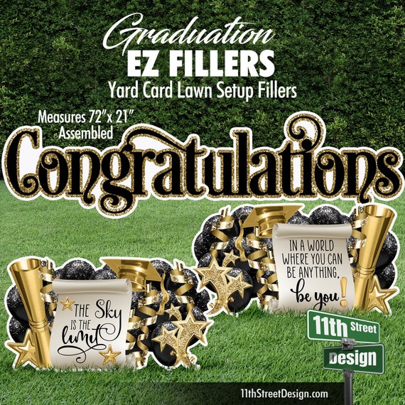 Congrats Grad Scroll Quotes Yard Card Setup Fillers Grad - Etsy
