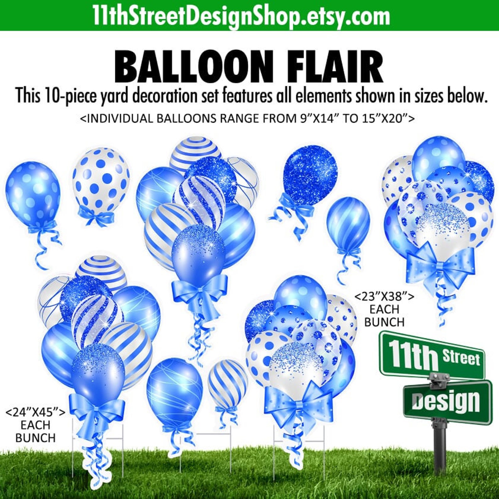 Blue Balloon Lawn Decorations Balloon Flair Yard Signs - Etsy