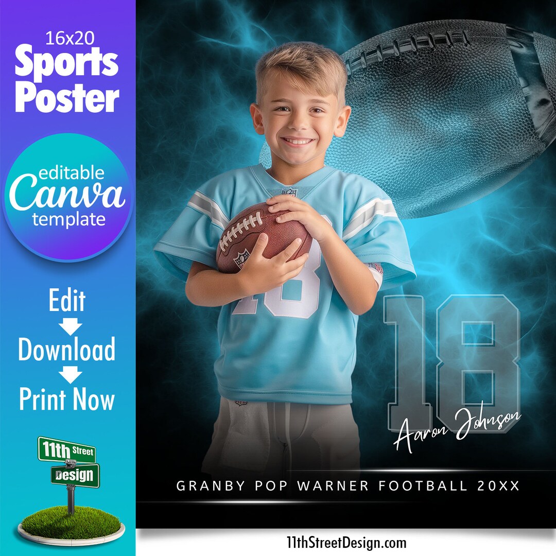 Football Poster Canva Template, Design Your Own Custom Senior Football ...