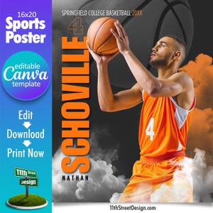 Basketball Poster Canva Template, Design Your Own Custom Senior ...