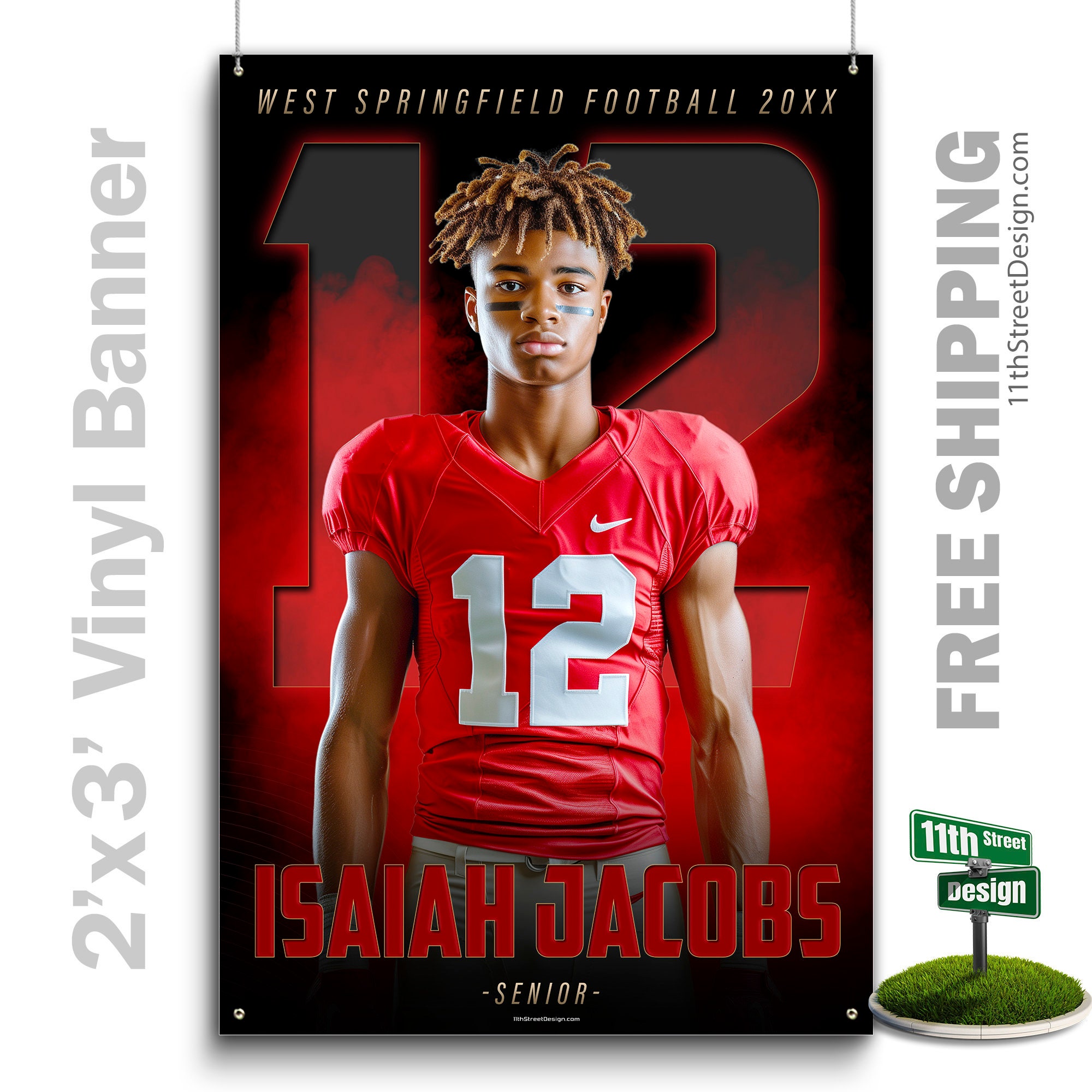 Custom-printed Vinyl Football Banner, Weatherproof High School Senior ...