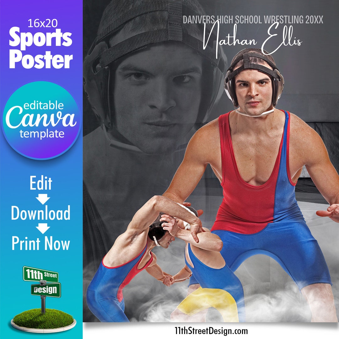 Wrestling Poster Canva Template, Design Your Own Custom Senior ...