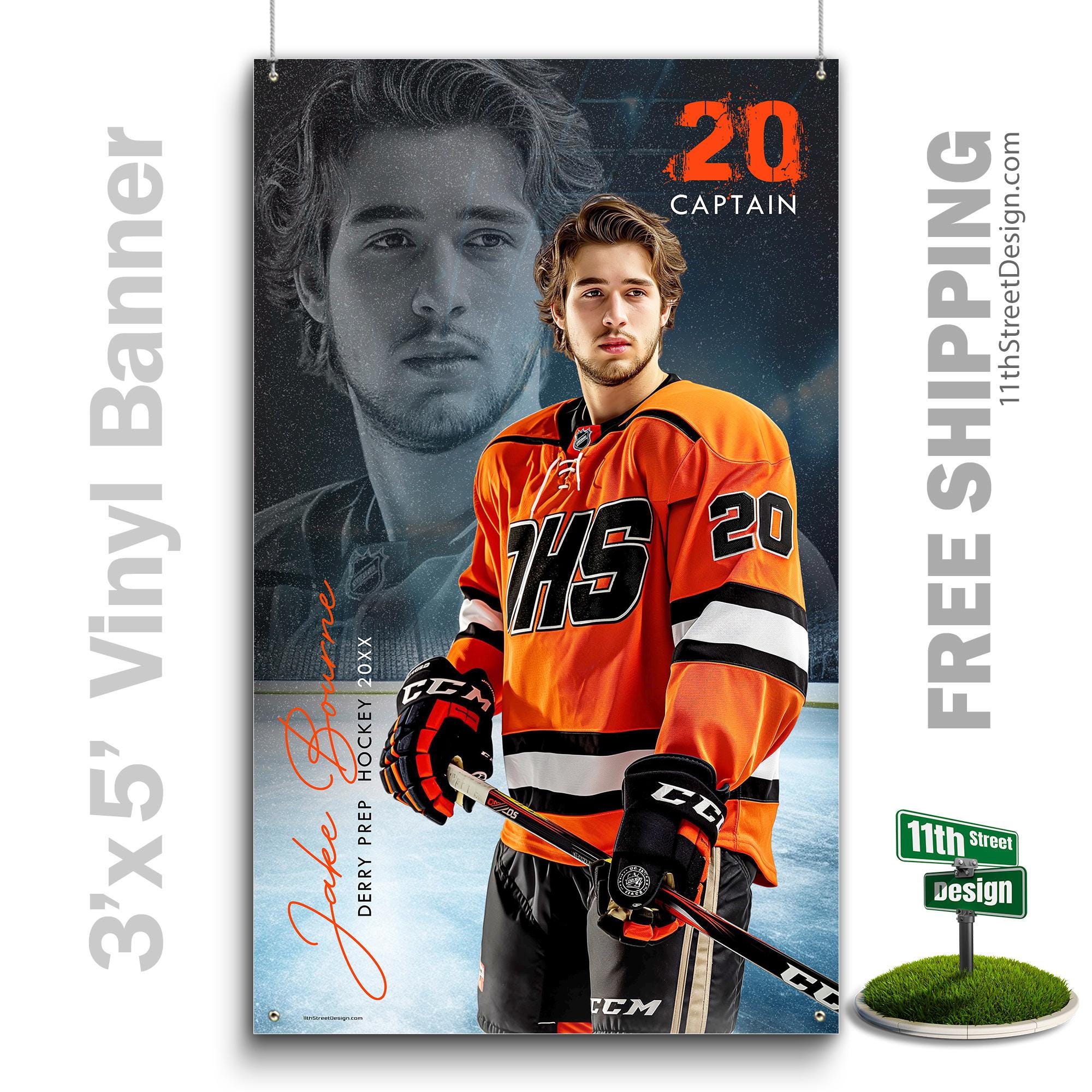Custom-printed Vinyl Hockey Banner, Weatherproof High School Senior ...