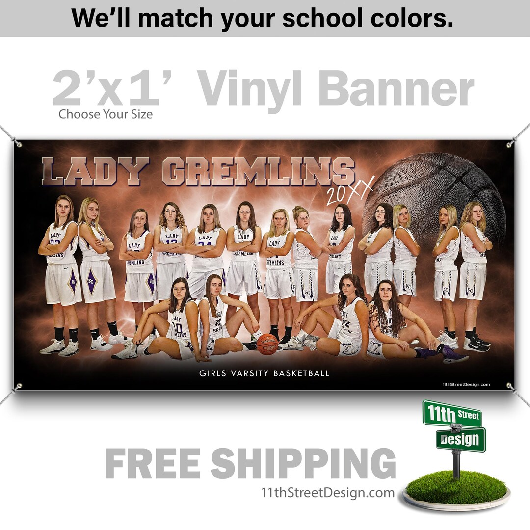 Custom-printed Vinyl Basketball Team Banner, Weatherproof High School ...
