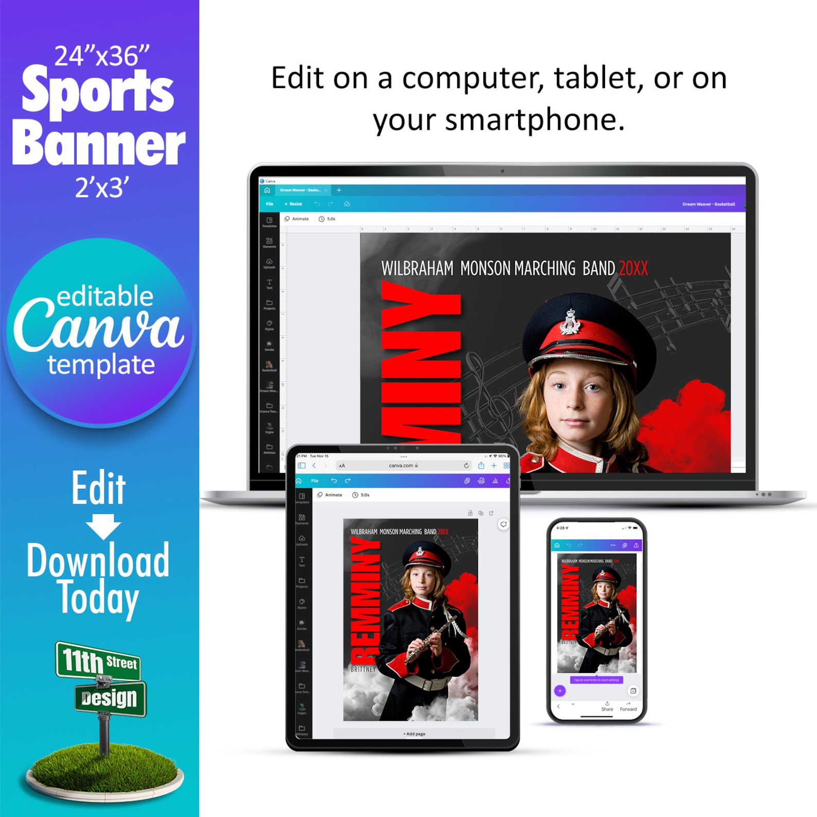 Marching Band Banner Canva Template, Design Your Own Custom Senior ...