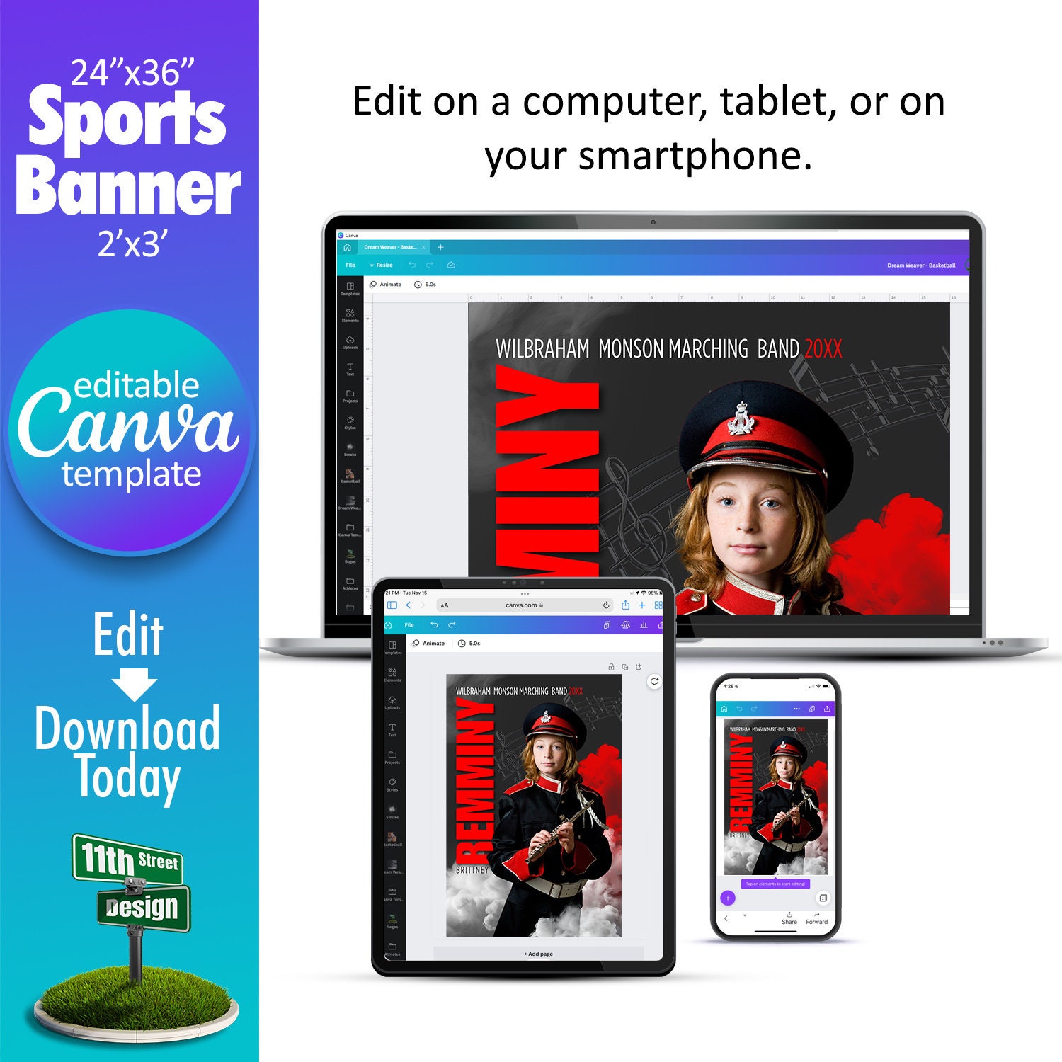 Marching Band Banner Canva Template, Design Your Own Custom Senior ...