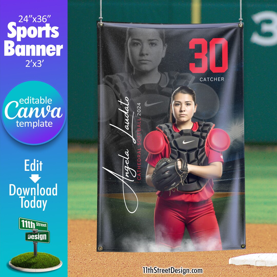 Softball Banner Canva Template, Design Your Own Custom Senior Softball ...