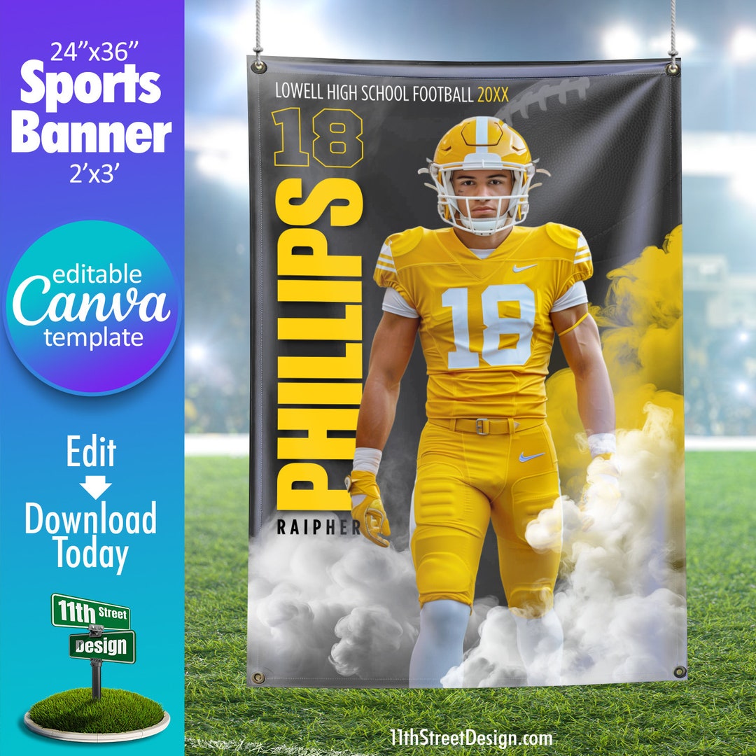 Football Banner Canva Template, Senior Football Sports Photo Template ...