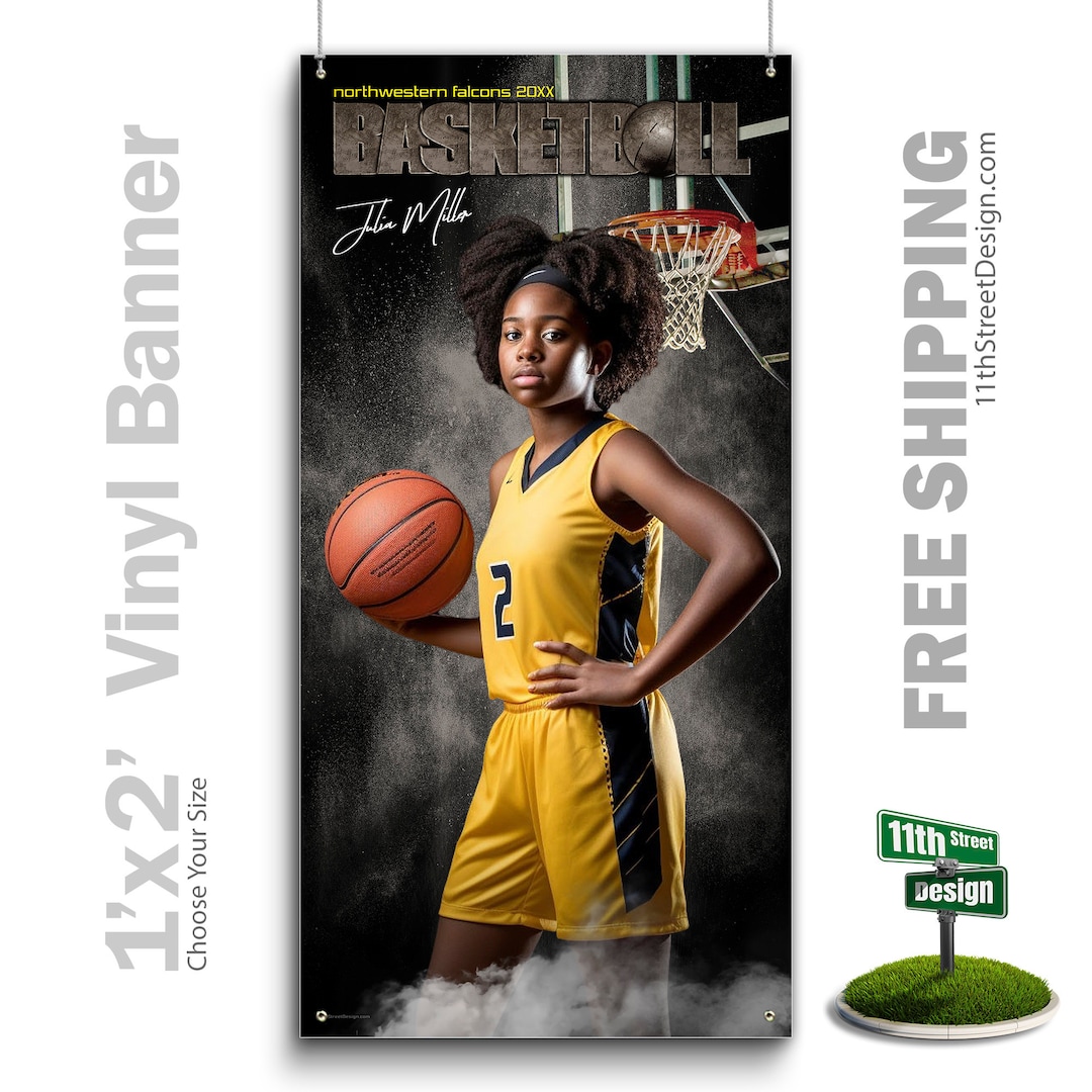 Custom-printed Vinyl Basketball Banner, Weatherproof High School Senior ...