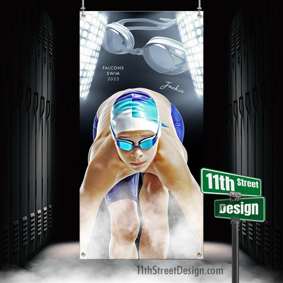 Custom Sports Banner Smokey Lights Swim - Etsy